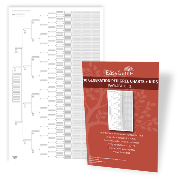Generations Chart - map 10 generations of ancestry (3 pack) – EasyGenie